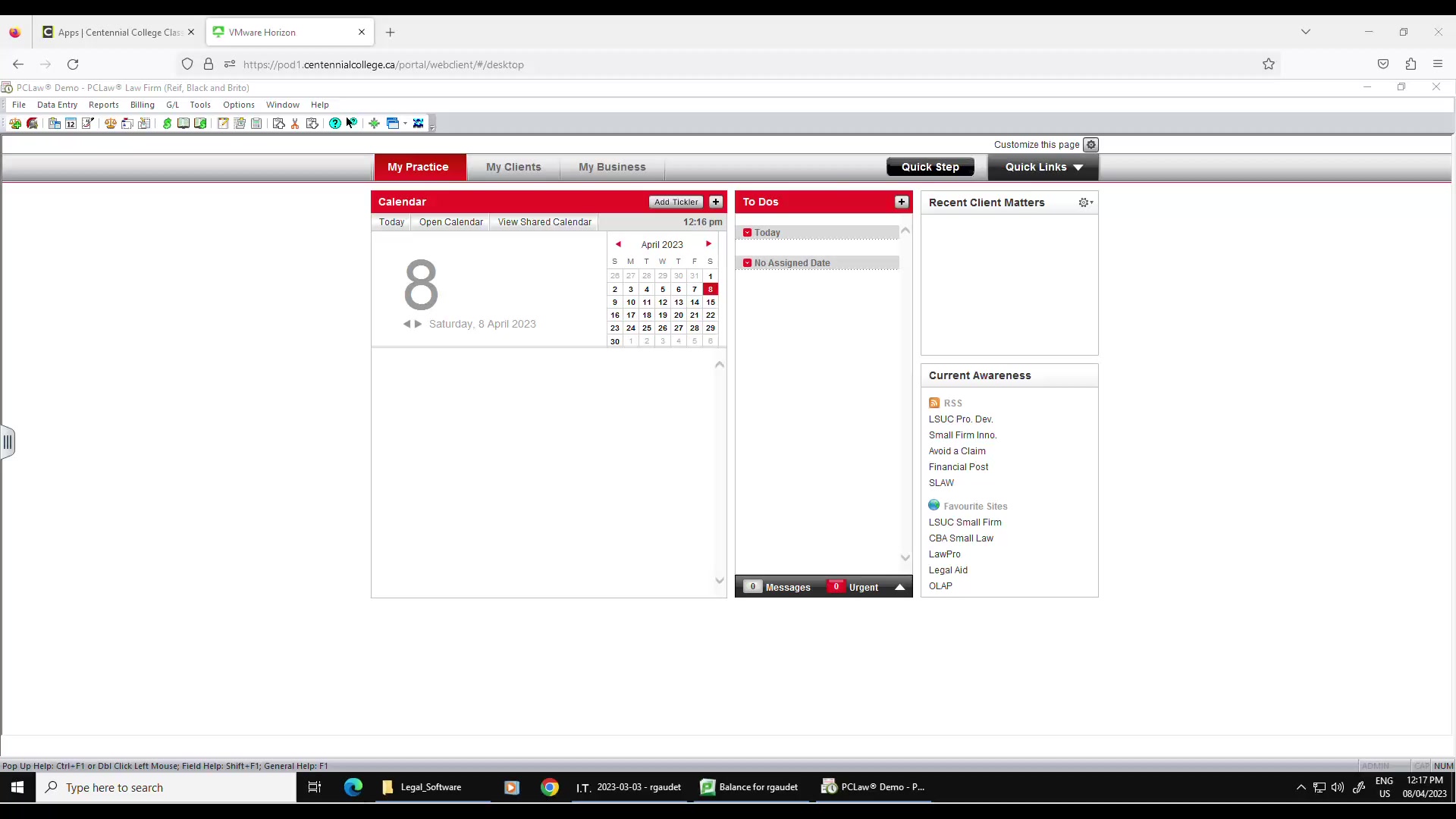 PCLaw Practice Exercise 3 - Overview
